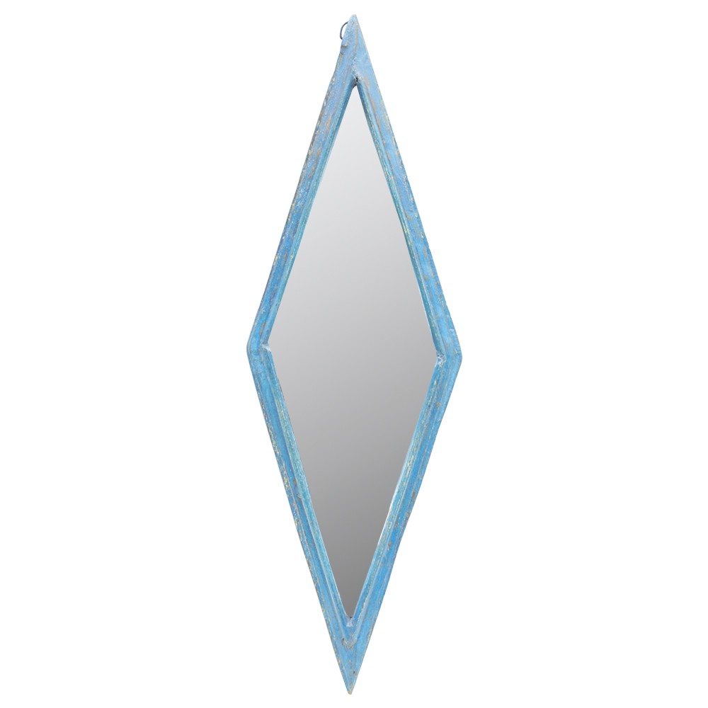 Comprar espejo de madera azul forma rombo mediano | Conely