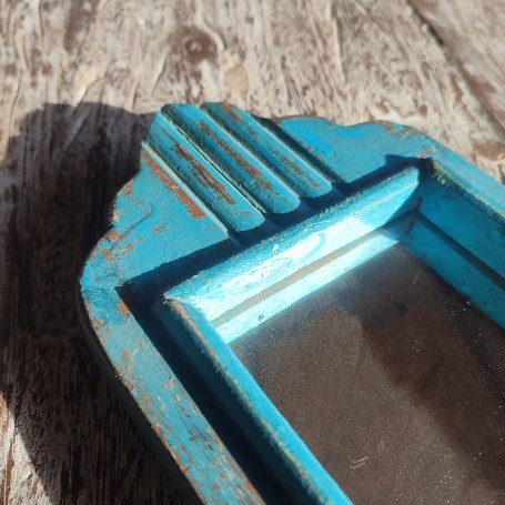 Espejo ermita azul pequeño de madera de diferentes formas | Conely